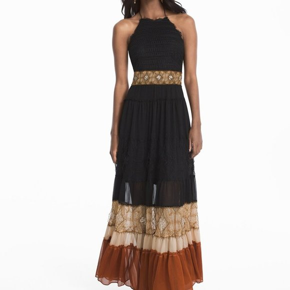 White House Black Market | Dresses | Whbm Colorblock Mixed Media Maxi ...